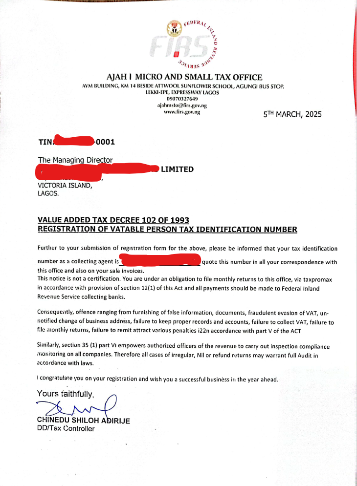 Value Added Tax (VAT) Filing for Businesses in Nigeria